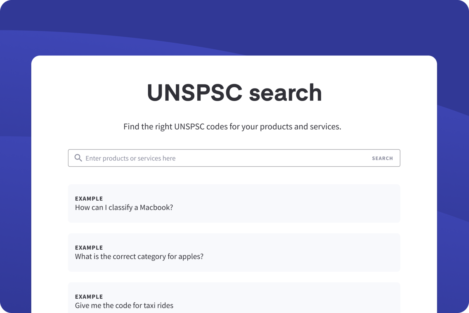 UNSPSC classification | Qvalia